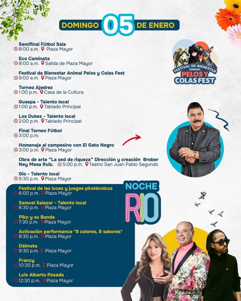 Programación Fiestas del Retorno El Santuario 2025 - Oriente Antioqueño