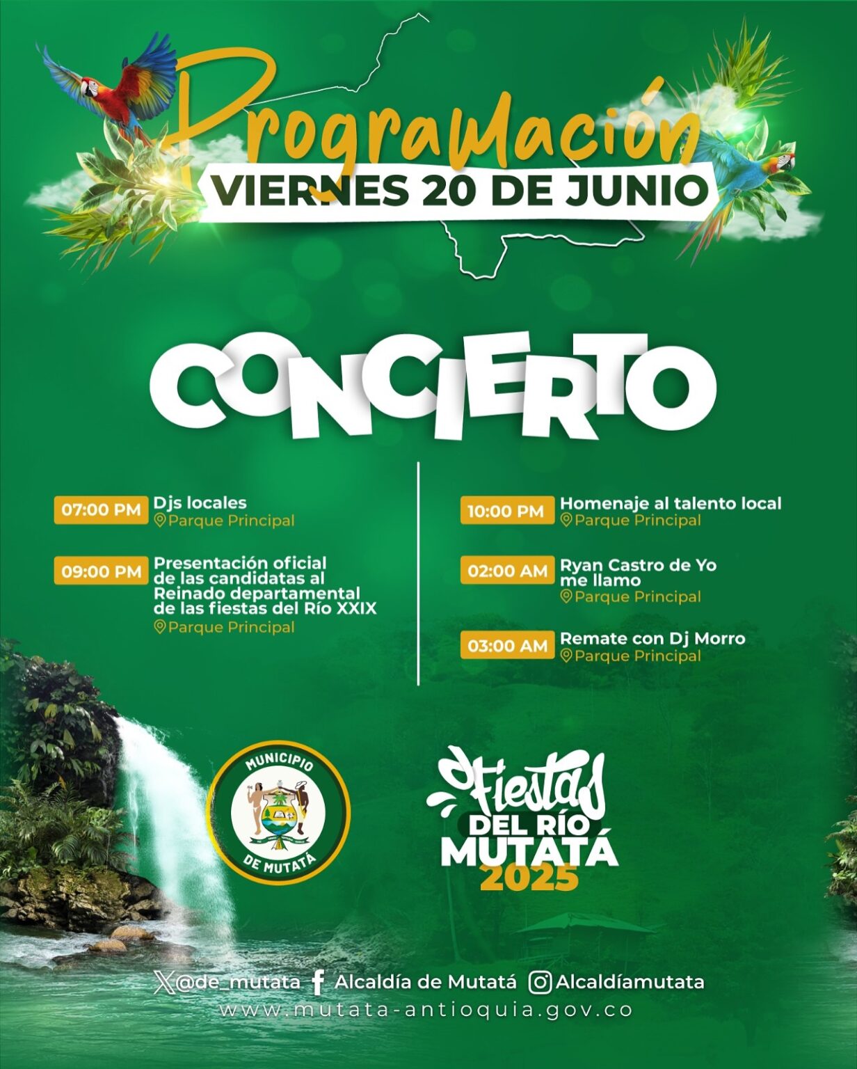 Fiestas de Mutatá 2025. Fiestas del Río - Oriente Antioqueño